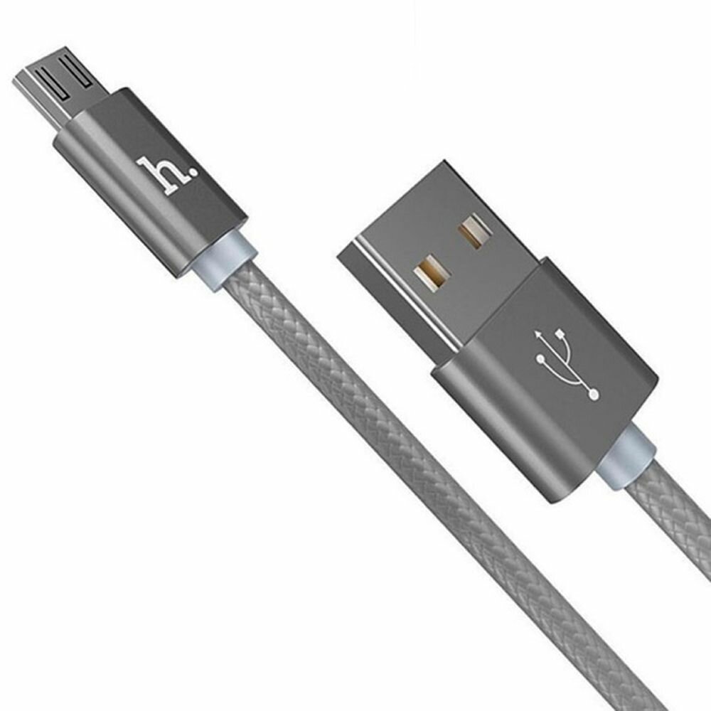 Кабель HOCO X2 Knitted Micro-USB для Samsung / Sony / Xiaomi / Honor / Huawei / Lenovo Poco Oppo LeEco Tecno ZTE BQ 1 м Нейлон Серый (Gray)