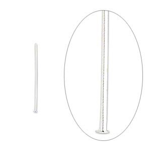 Пины со шляпкой, 25х0.511мм, базовый материал - латунь, посеребренные, 50 шт.