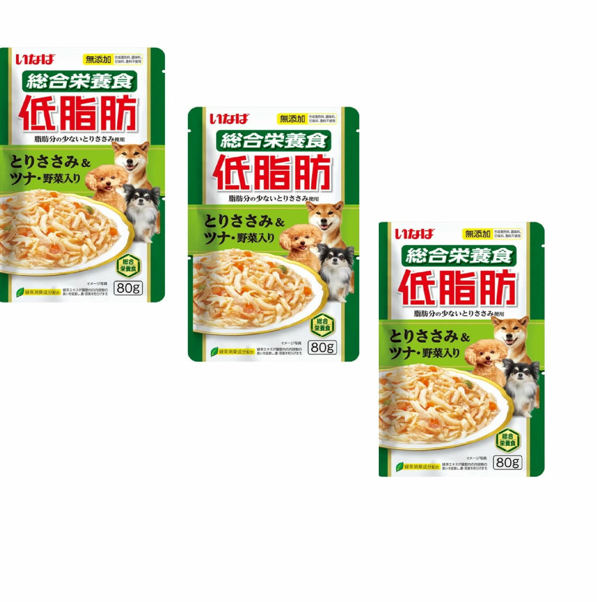 INABA Консервы для собак Teishibo. куриное филе с тунцом и овощами , 80 г, 3 уп