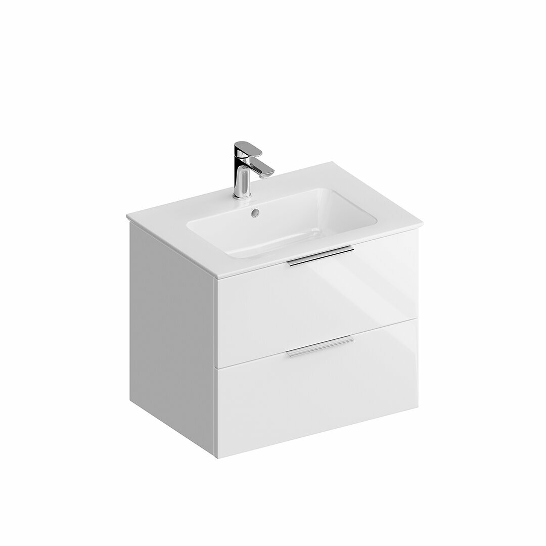 PI. F.65/WHT Тумба PIANO Forte подвесная 65 см, 2 ящика, белый глянцевый
