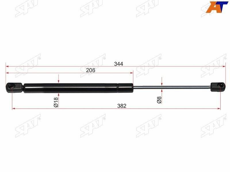 . SAT Амортизатор (Газовый упор) крышки багажника для (на стекло) KIA SORENTO 02-09