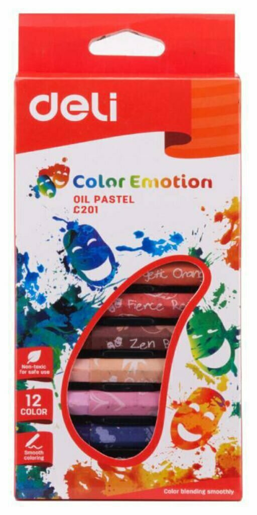 Пастель масляная Deli Color Emotion 12цв, картон. кор./европод.