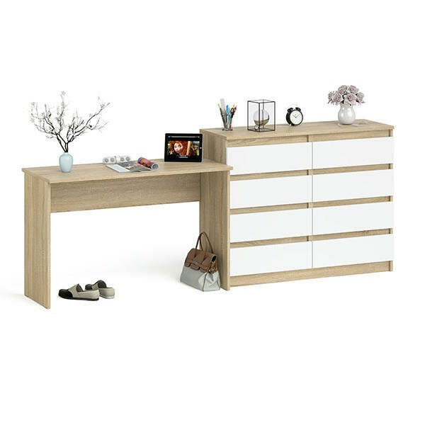 Стол письменный СВК Мори МСП1200.1 + Комод МК1200.8 Дуб сонома/белый
