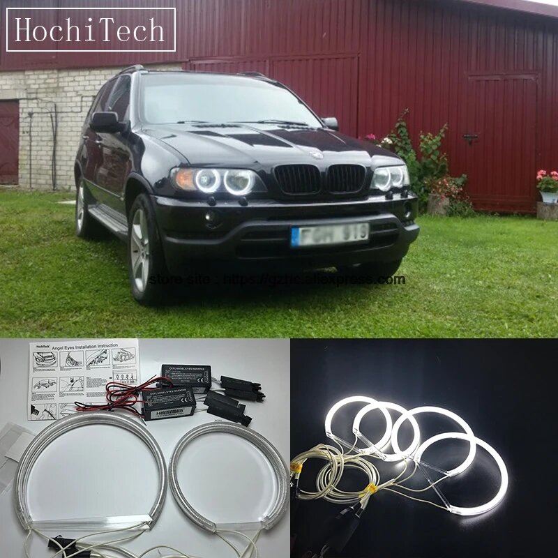 HochiTech для Bmw E53 X5 1999-2004 сверхъяркий дневной Фотофон CCFL глаза ангела набор глаз демона теплое белое кольцо 127,5 мм и 158 мм
