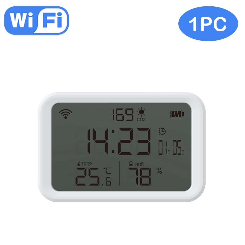 4 в 1, умный Wi-Fi Tuya, датчик температуры, влажности, освещенности, удаленный монитор, термометр, гигрометр с оповещениями через приложение, поддержка Ale