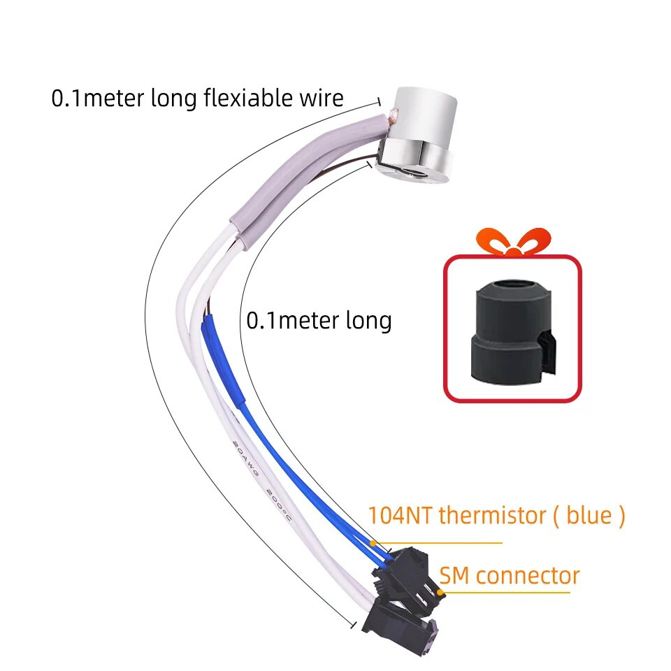Керамический нагревательный элемент Hotend 24 в 60 Вт с комплектом термистора 104NT, совместимый с E3D V6/ vo-ron 0/0.1/2.4, mk3, детали для 3D-принтера