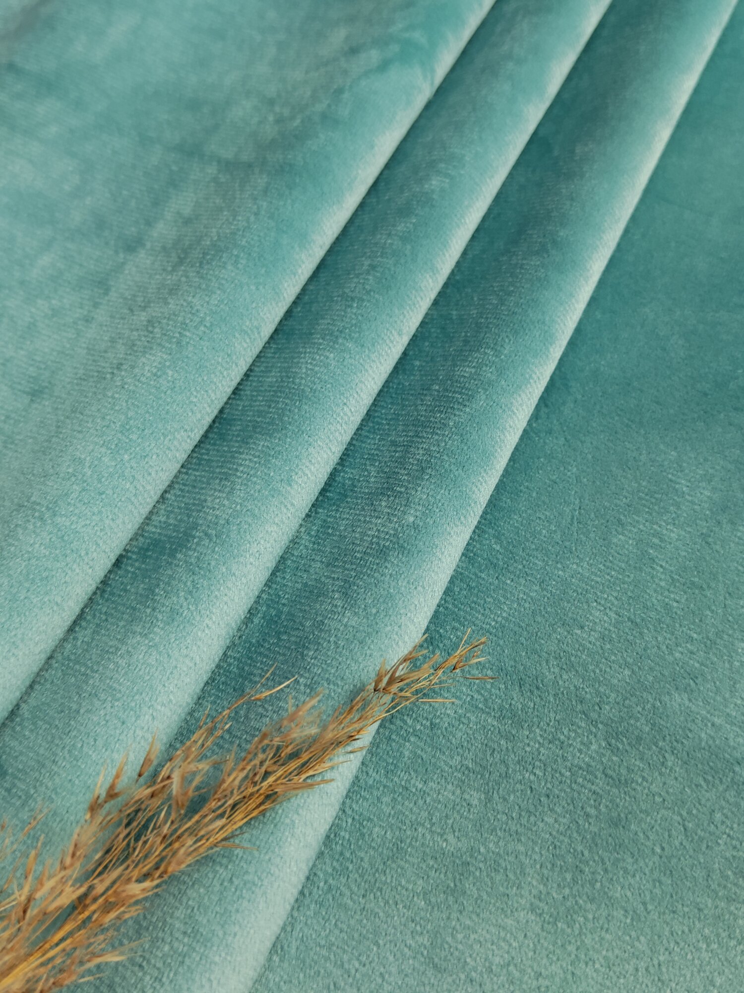 Ткань для пошива штор "Бархат велюр" на отрез от 1 м, цвет морской волны, производитель Турция