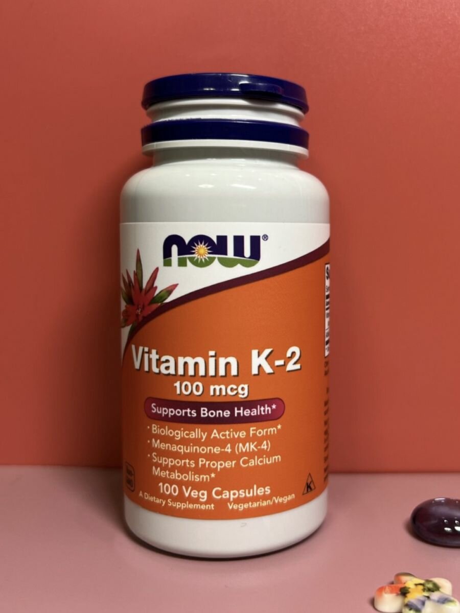 Витамин K2 NOW Foods, для костей, сердца, сосудов, 100 капсул