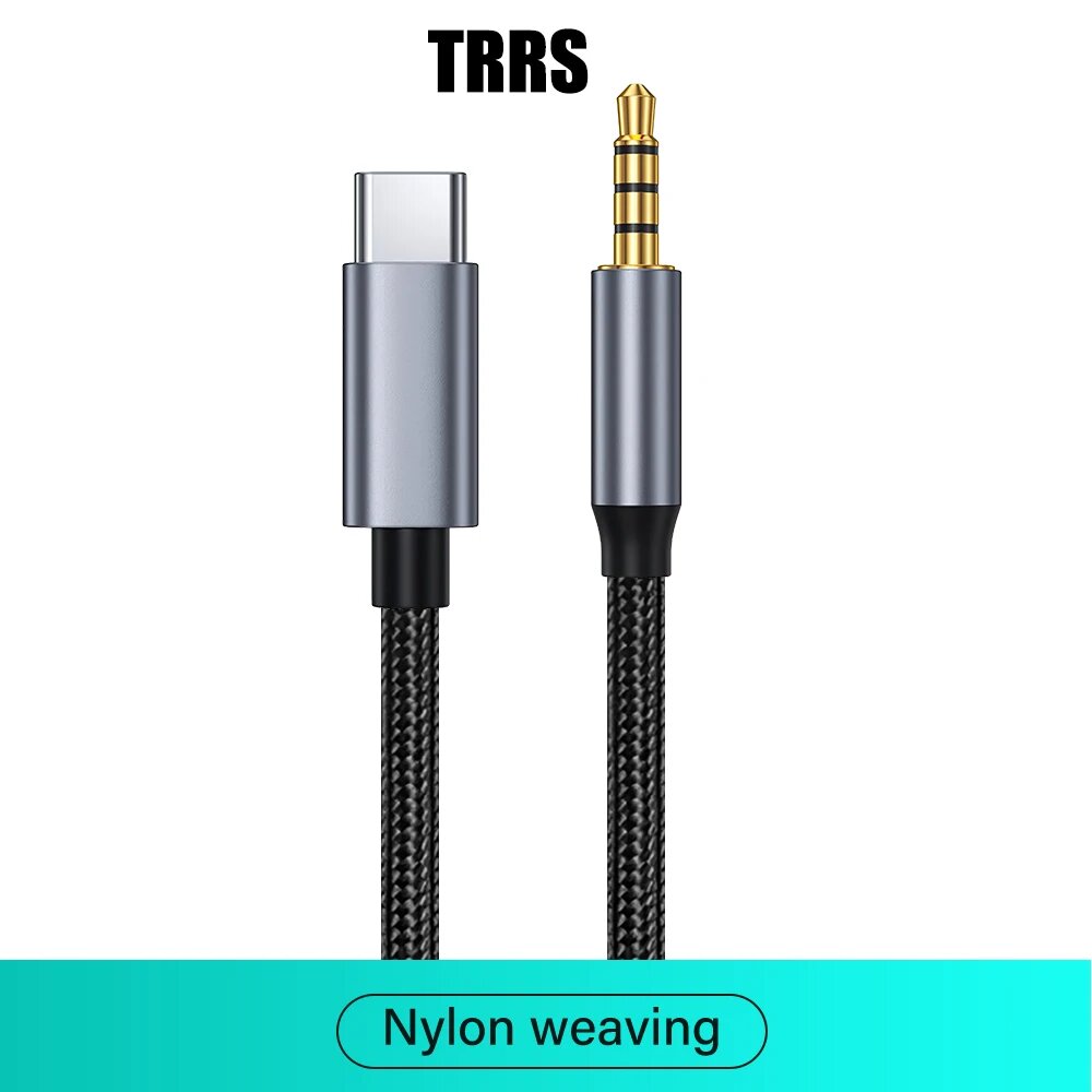 Аудиокабель USB-C на 3.5 мм TRRS, 3 м, Nylon