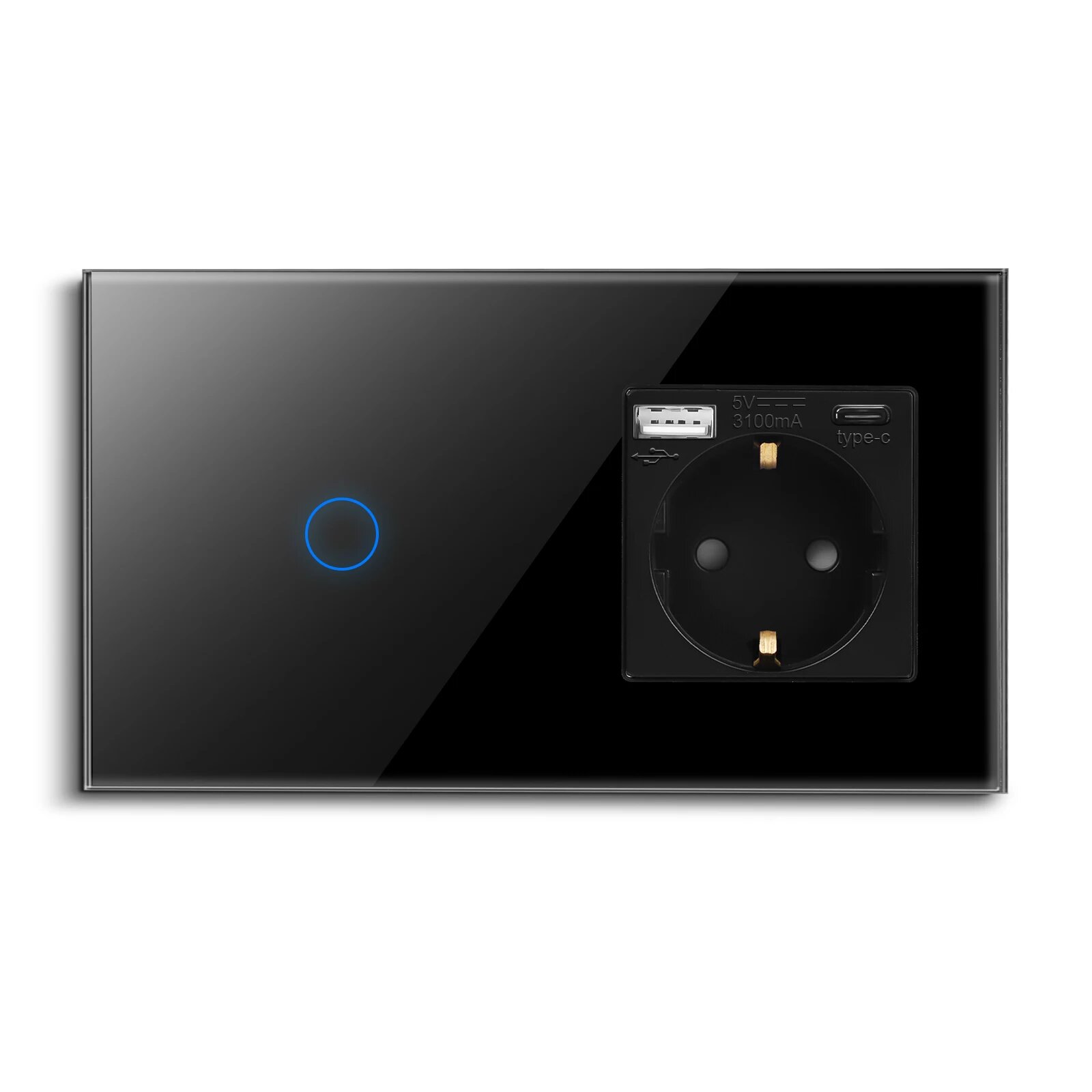 Bingoelec двухсторонний лестничный светильник с USB 1/2/3 клавиши black1g2w and Socket