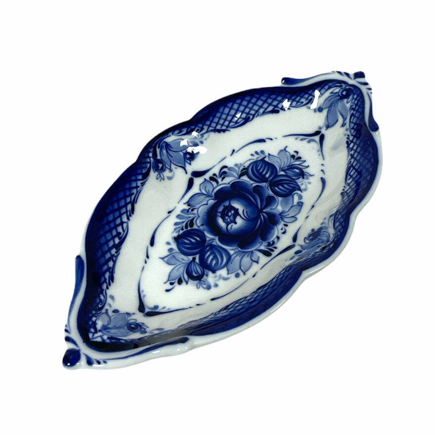 Блюдо сервировочное "Лоток овальный Нежность" №2 гжель фарфор ручная работа