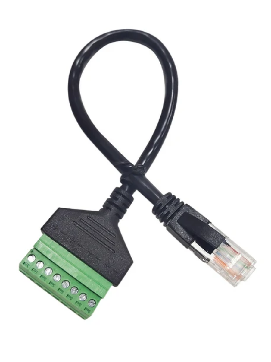 Гибкий сетевой кабель - адаптер с 8 pin болтовым клеммником и штекером RJ-45
