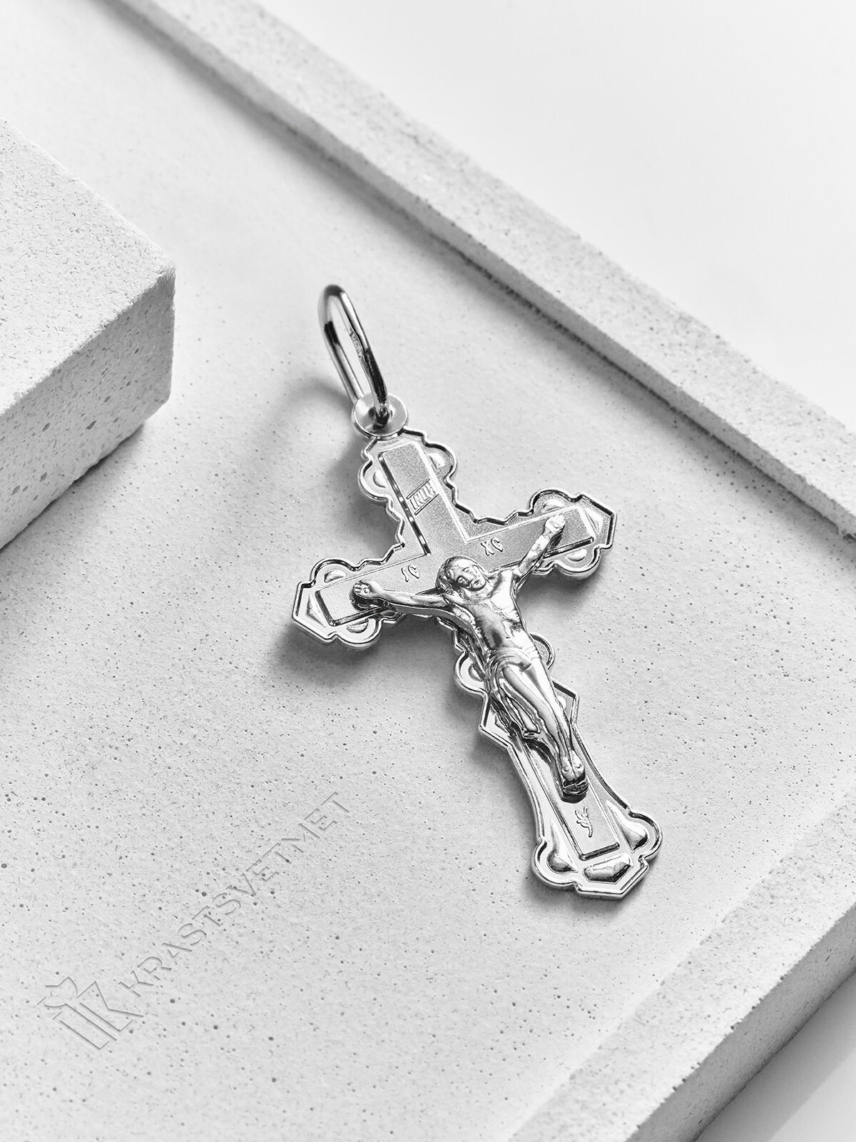 Крестик, платина, 950 проба, гравировка