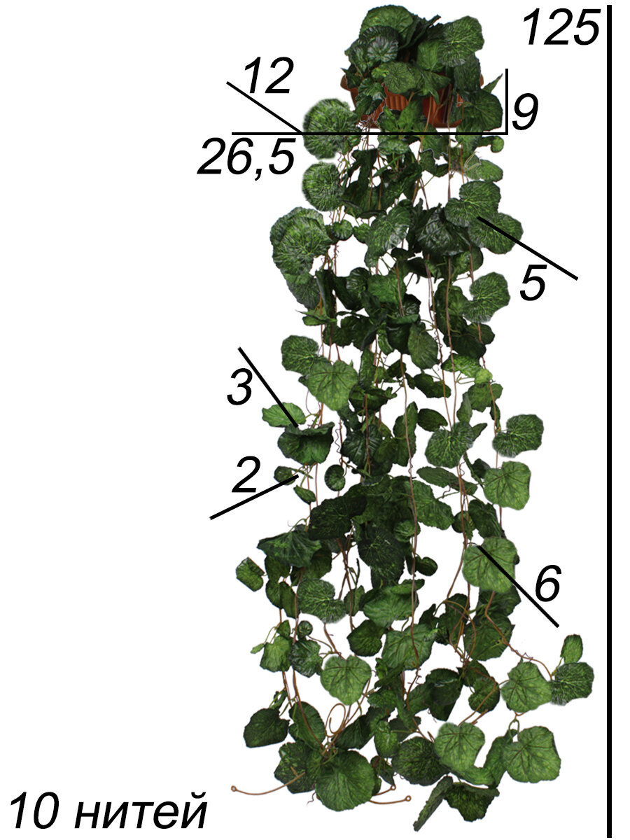 Искусственная лиана в вазоне Holodilova "Real Ikea", текстиль, длина 142см, ширина 12см