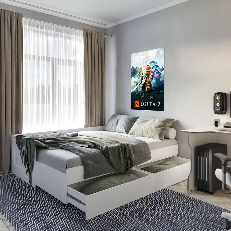 Сириус кровать раздвижная с ящиками 80х200 белая