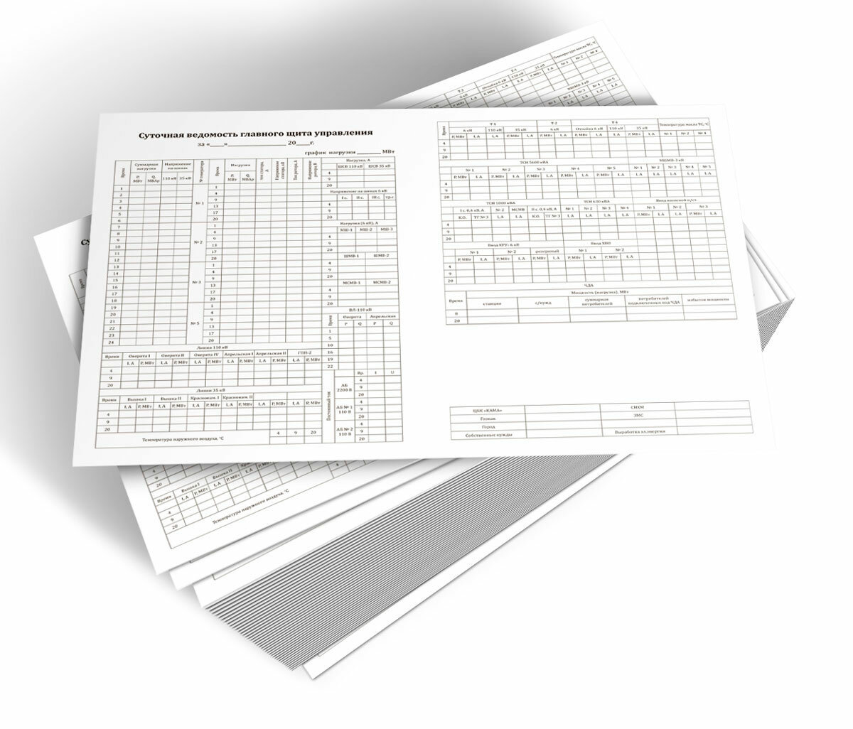 Суточная ведомость главного щита управления А3
