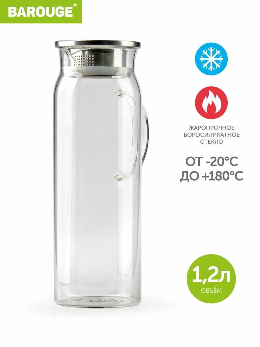 Кувшин, термостойкое стекло 1200 мл