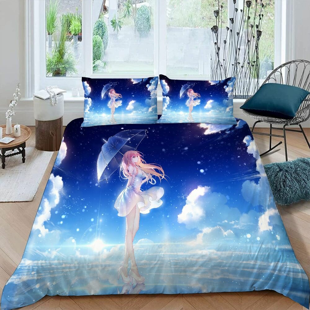 Постельное белье 1,5 спальное / 2-х , Пододеяльник, Аниме девушка