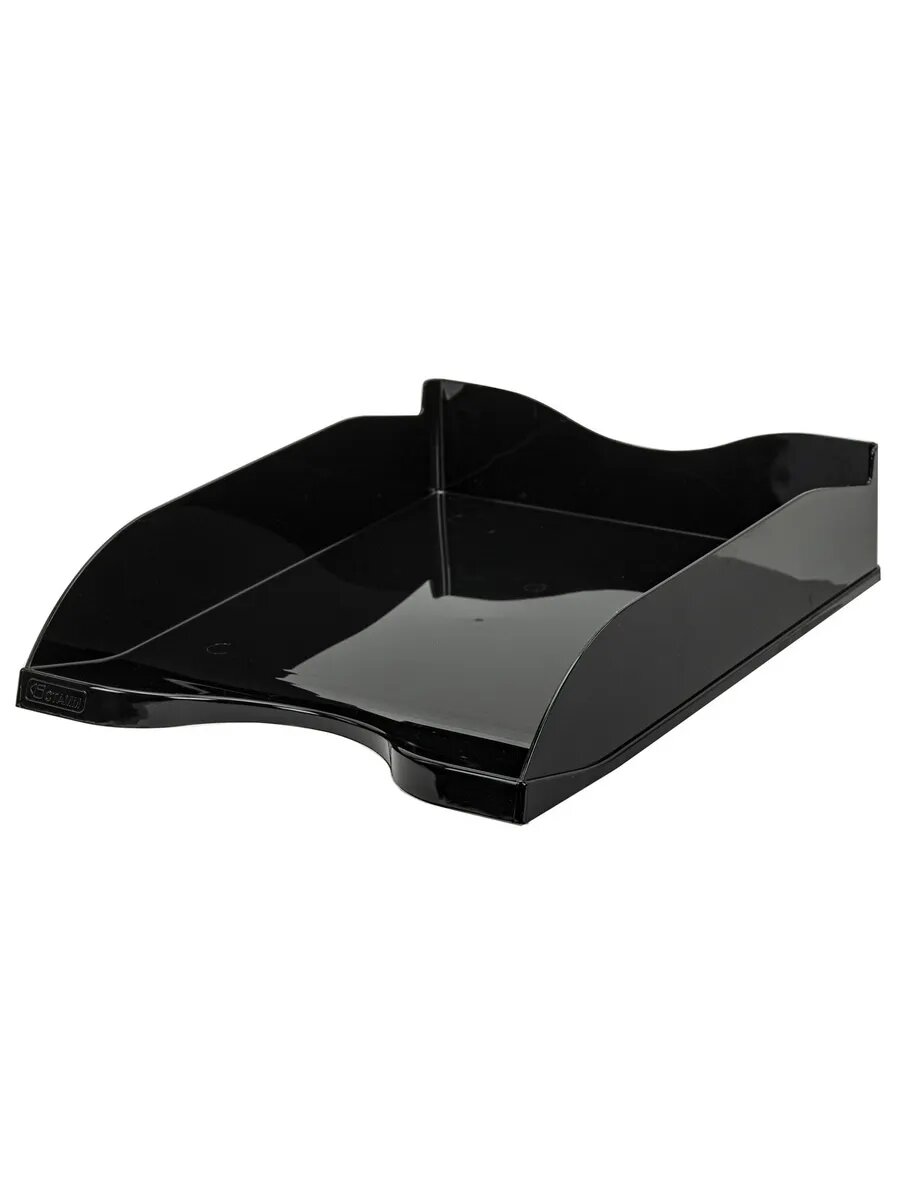 Лоток горизонтальный для бумаг СТАММ Люкс ЛТГ-30866 А4 черный, пластик, 350х255х65 мм
