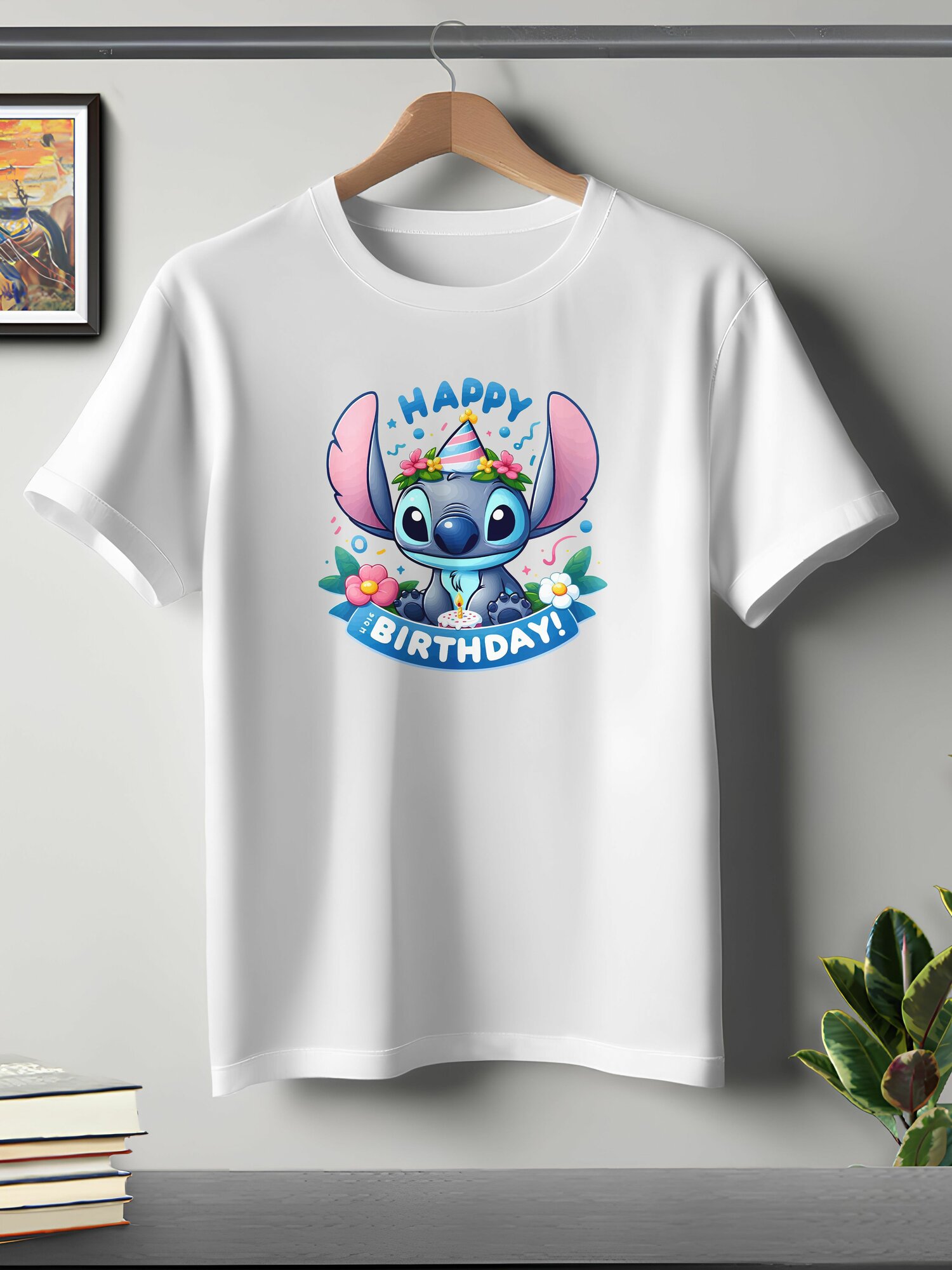 Футболка Детская ONEQ 146 (11-12) размер с принтом Стич, белая