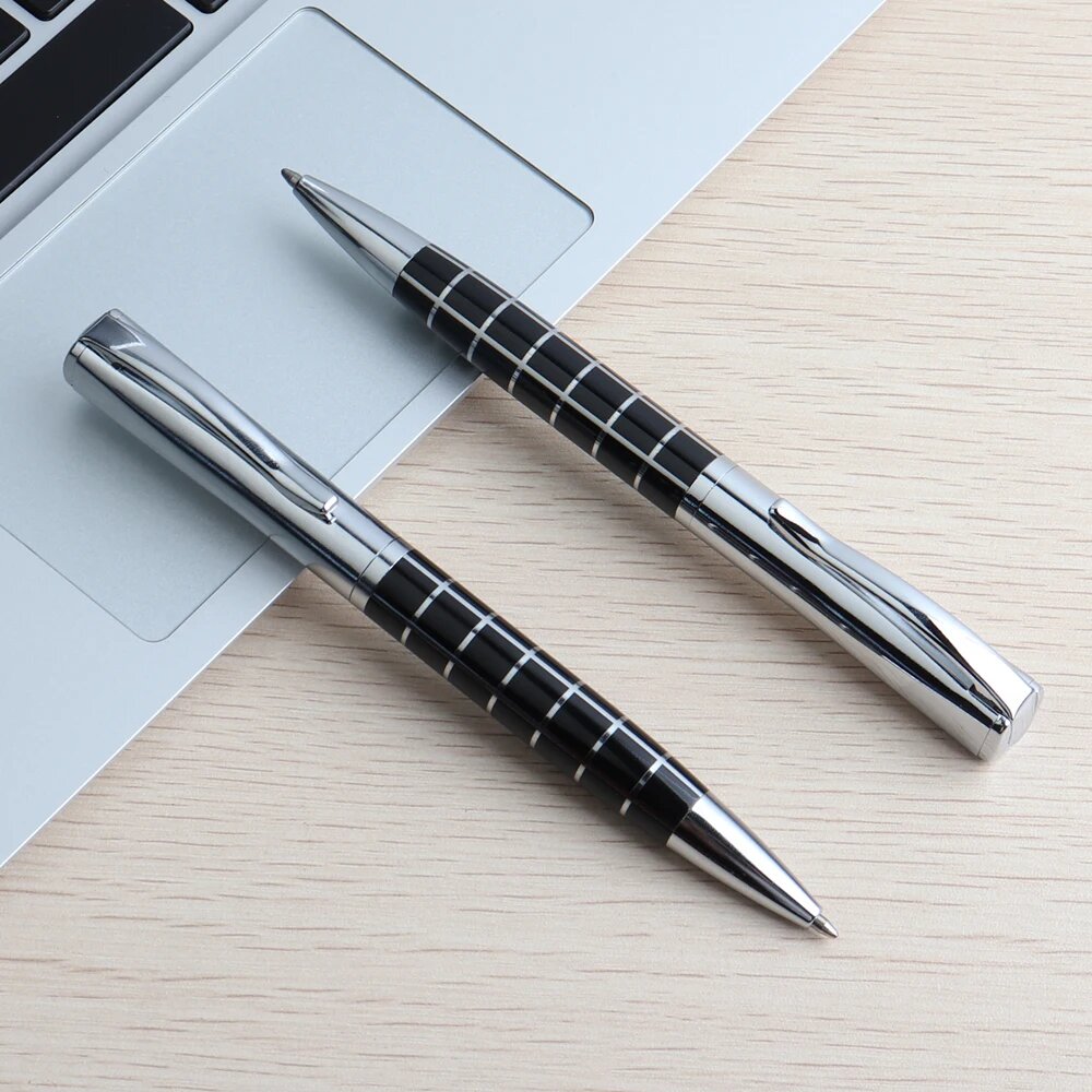 Металлические шариковые ручки Baikingift Синий, 2 Pcs Silver Pens