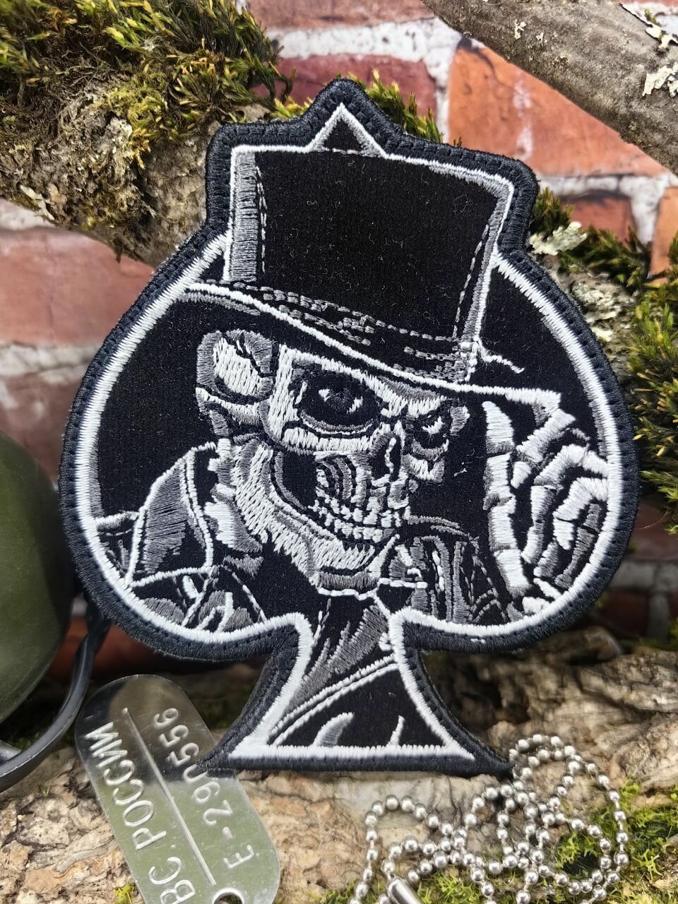 Нашивка-патч ТУЗ ПИК / череп В цилиндре 8,5х10,5