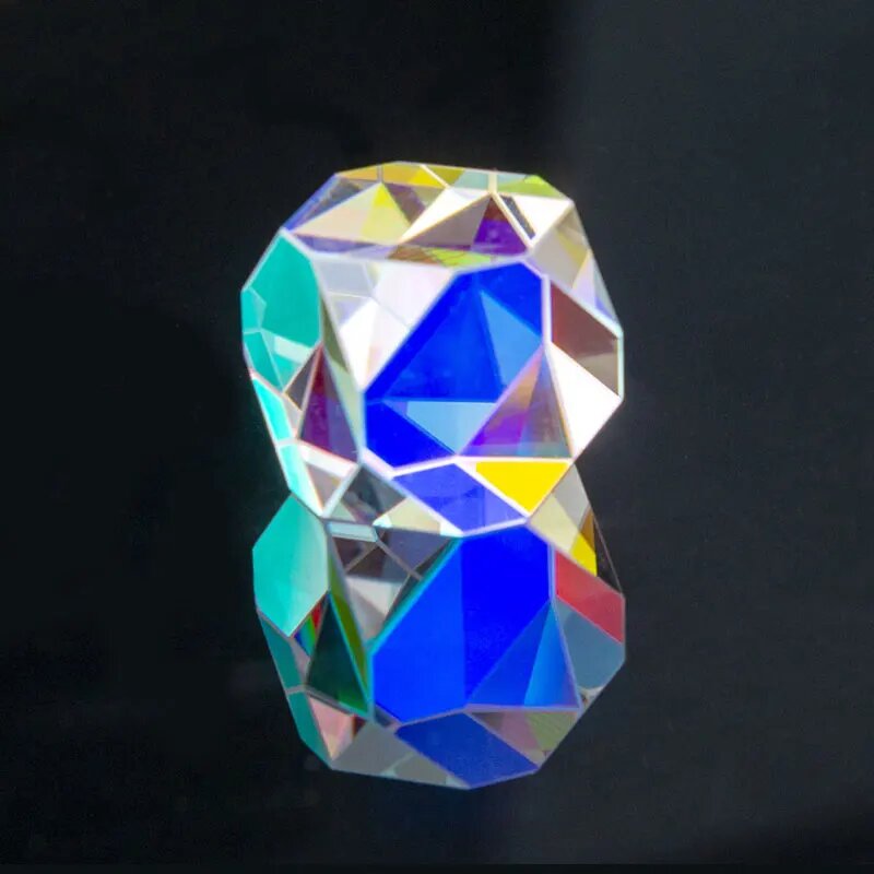 Радужная оптическая стеклянная многогранная призма-куб-призма для декоративного образования, 1 шт.
