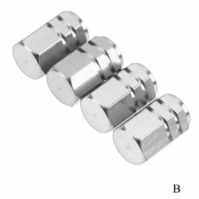 4 шт, колпачки для ниппеля автомобильных шин, колпачки для ниппеля в стиле колес, алюминиевые колпачки для ниппеля шины, универсальные аксессуары для автомобиля Silver