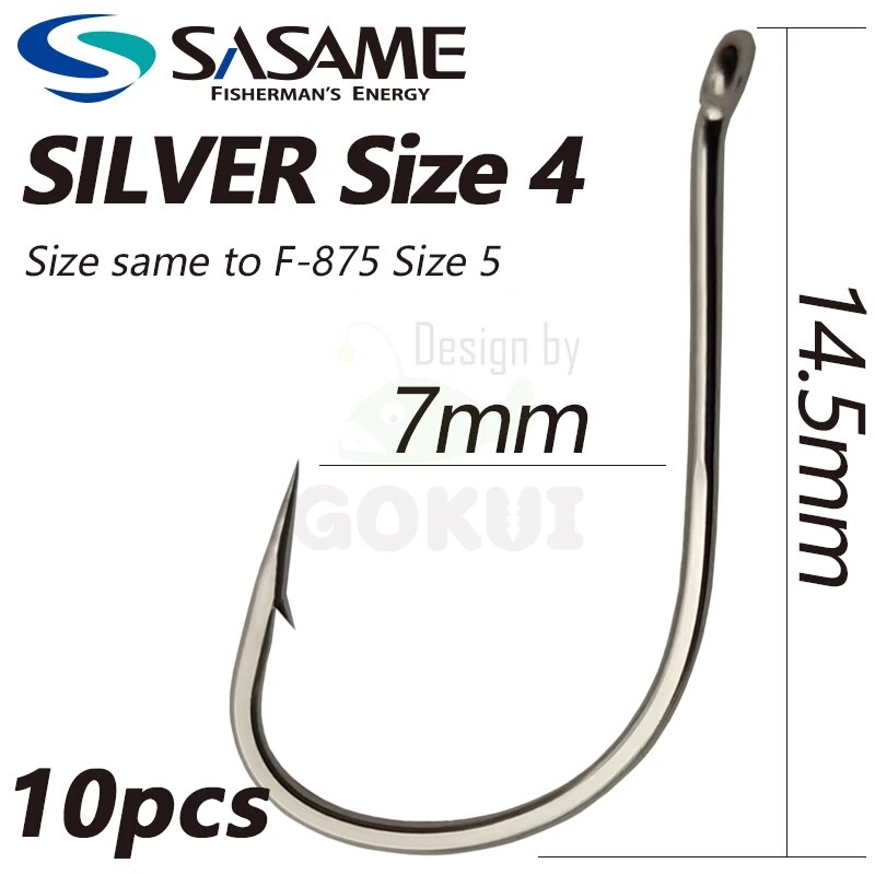 SASAME Silver Size 4, 10шт, микрокрючок