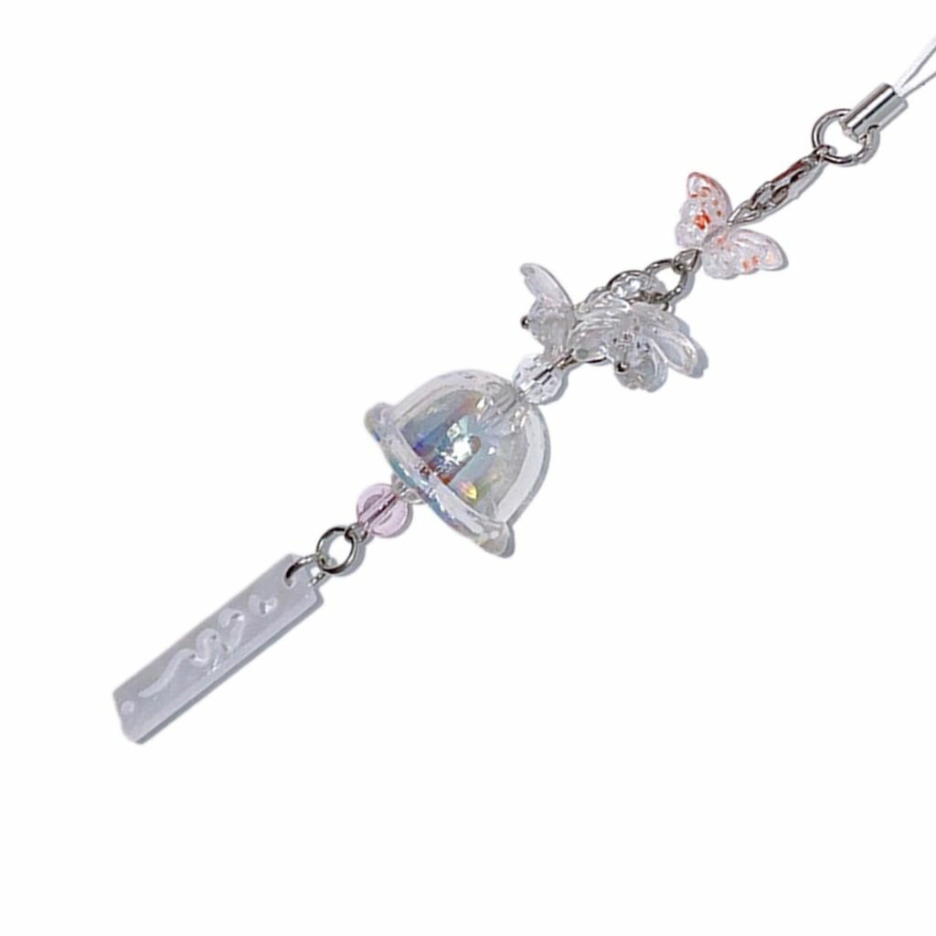 Цветочный лазерный брелок с колокольчиком из бисера для мобильного телефона-подвеска на цепочке-Тип 1