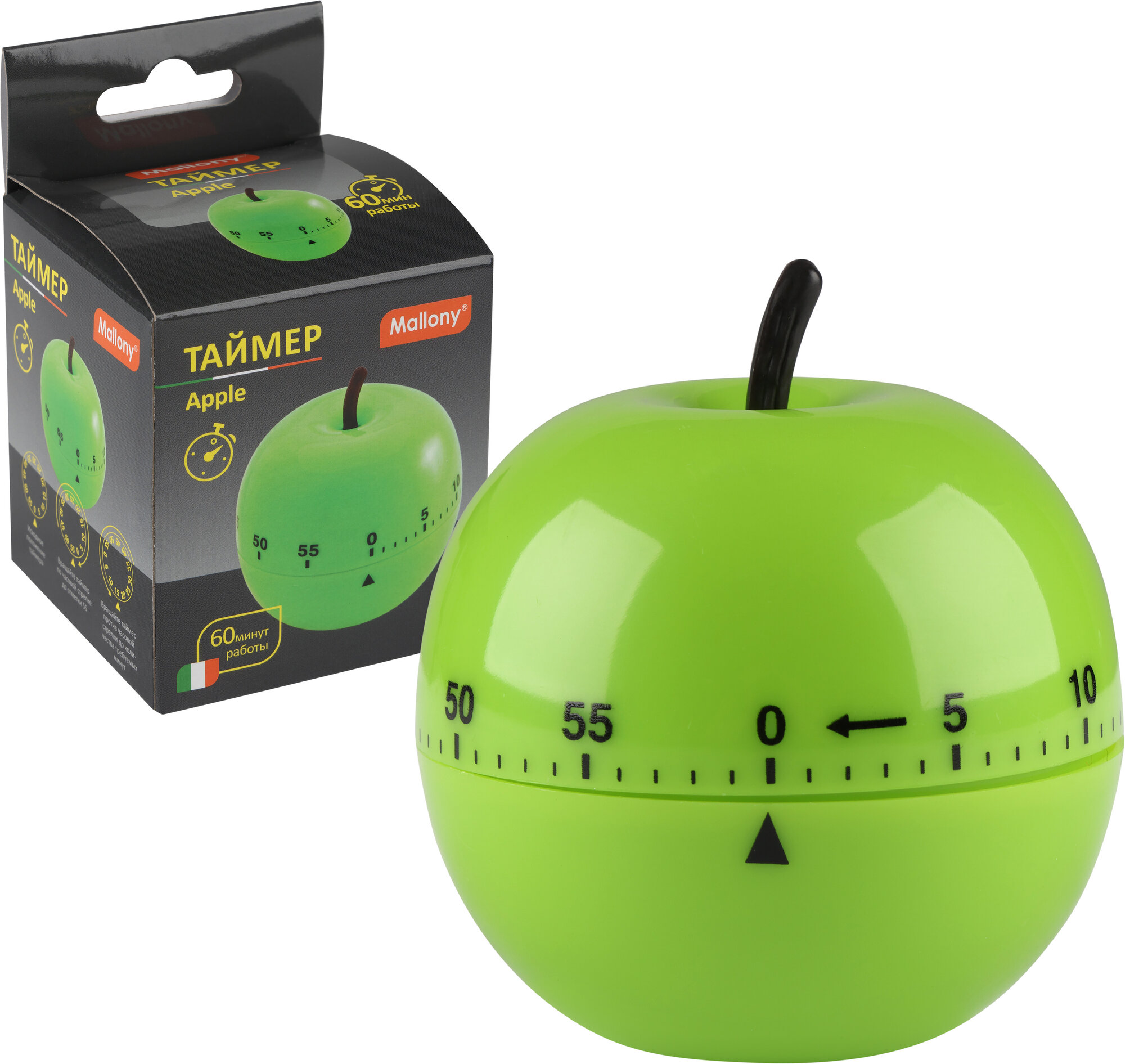 Таймер кухонный "Яблоко", Mallony, максимальное время: 60 минут