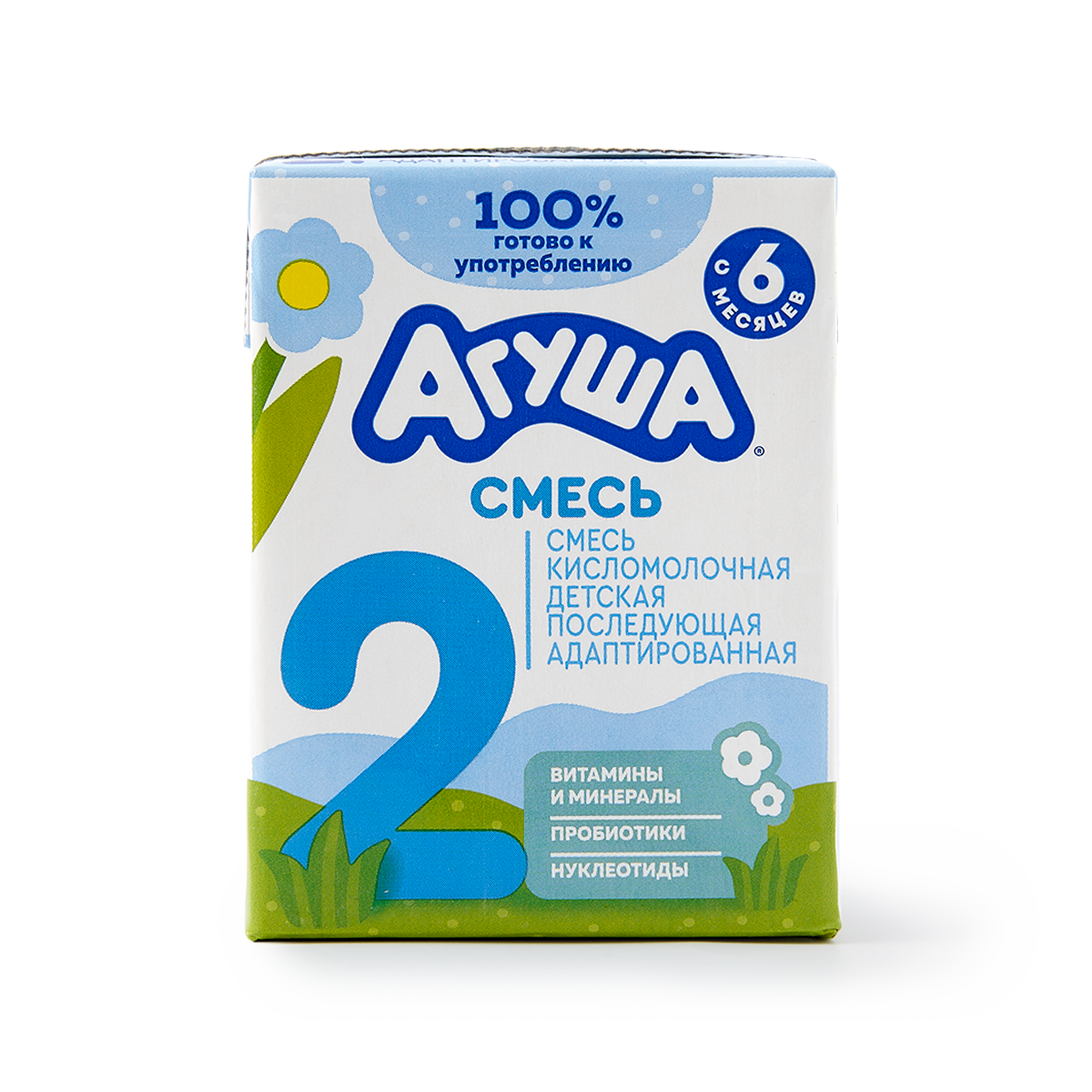 Кисломолочная смесь Агуша 2, с 6 мес, без консервантов, 200 мл
