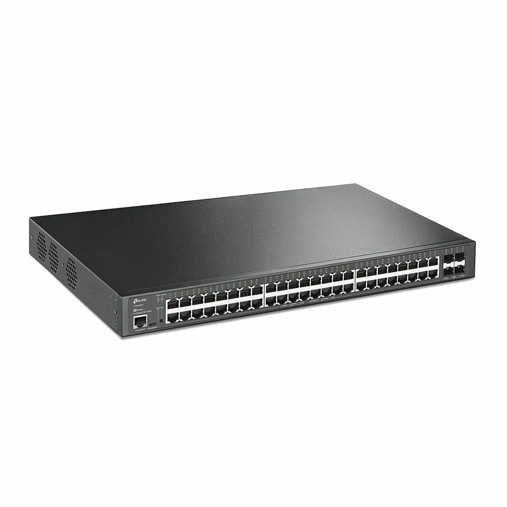 Коммутатор TP-Link (L2+) 48x1Гбит/с 4SFP+ 48PoE+ 500W управляемый SG3452XP