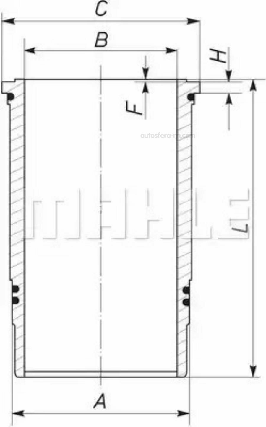 MAHLE 037LW00100001 Гильза цилидра| (мокрая) \R6 d123\ RVI DXI11/D11, VOLVO FM D16C/D16E