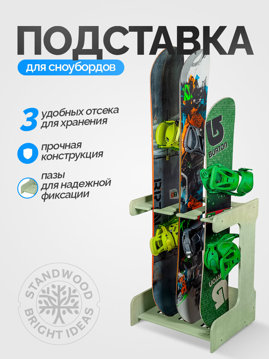 Подставка для сноубордов Standwood Everest-3, в цвете шалфей