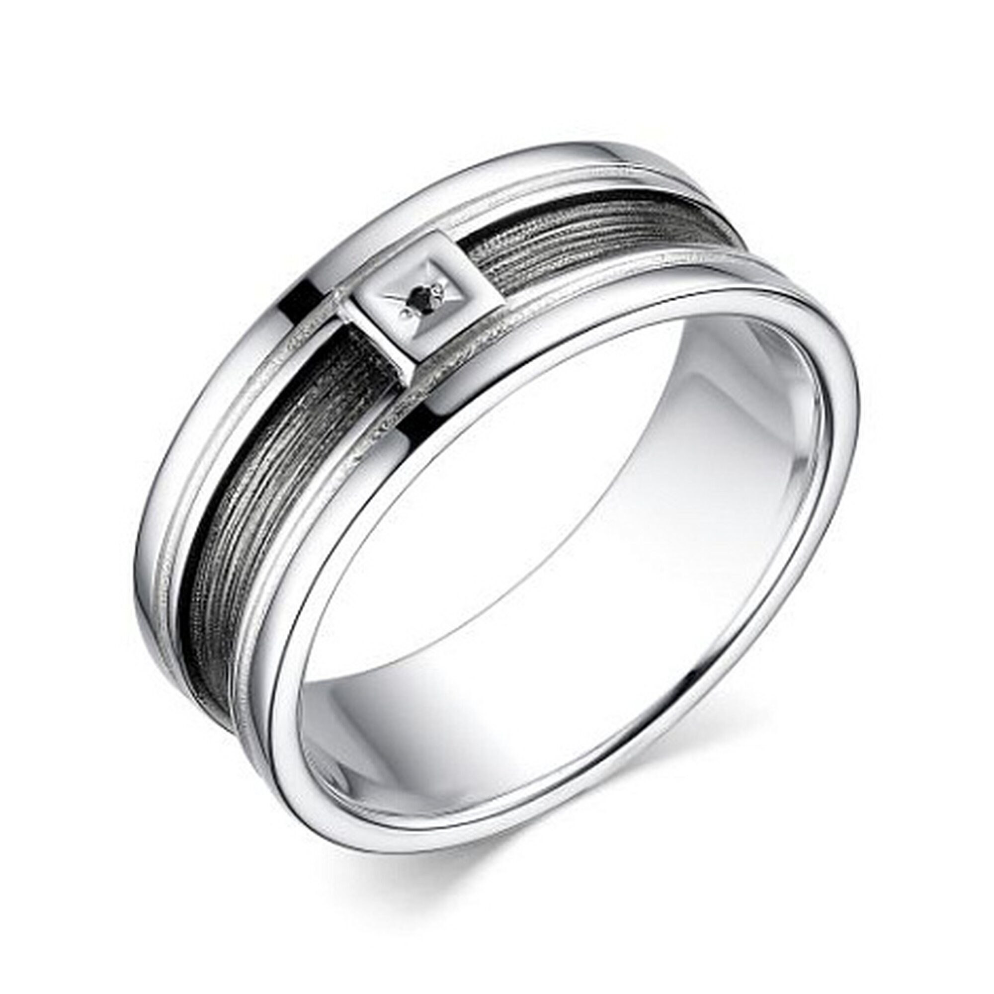 Печатка, серебро, 925 проба, родирование, бриллиант