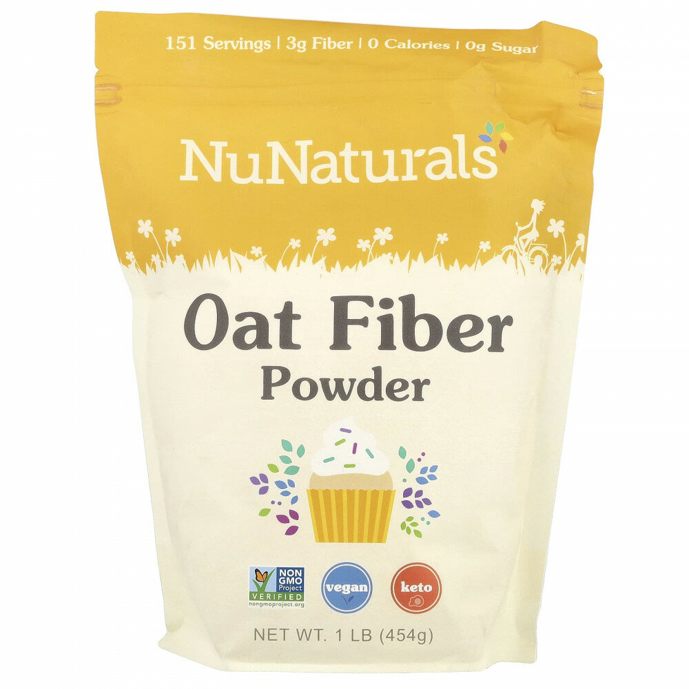 NuNaturals, порошок из овсяной клетчатки, 454 г (1 фунт)