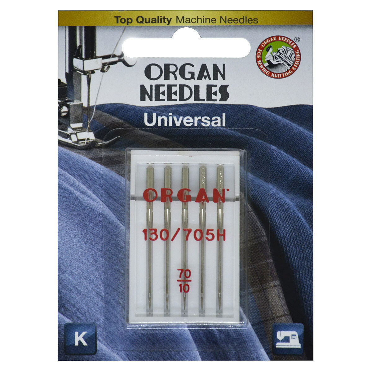 Иглы для швейных машин универсальные ORGAN № 70, 5 шт, в блистере