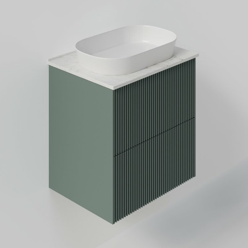 Тумба с раковиной La Fenice Terra Twin 60 подвесная, grigio, столешница белый мрамор, раковина белая матовая