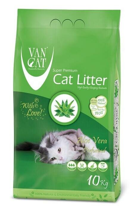 Van Cat Aloe Vera 5 кг комкующийся наполнитель для кошачьих туалетов без пыли с ароматом алоэ вера