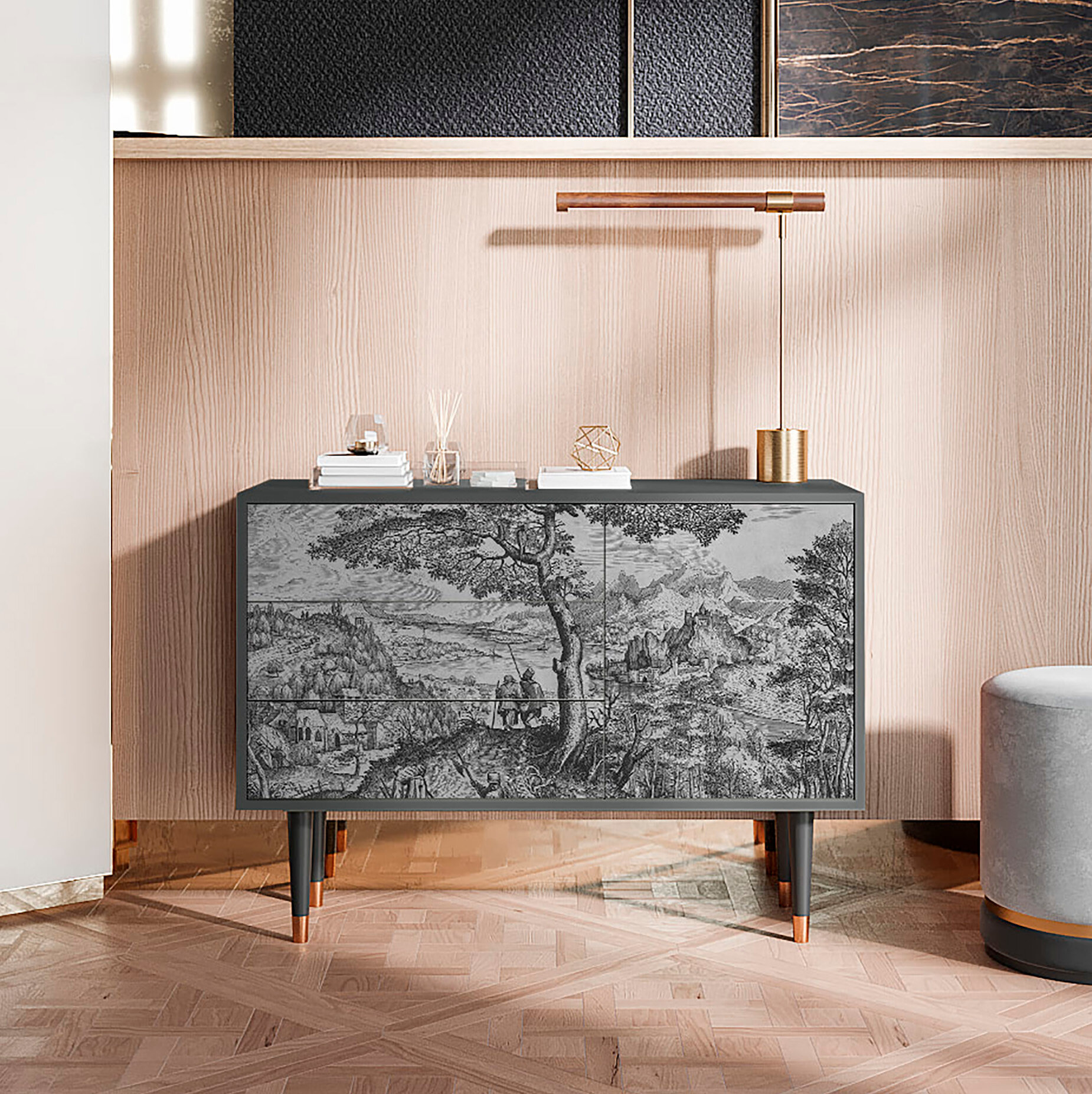 Комод - STORYZ - S3 Milites Requiescentes by Pieter Breugel, Размер - 115 x 84 x 41 см, Цвет корпуса - , Антрацит