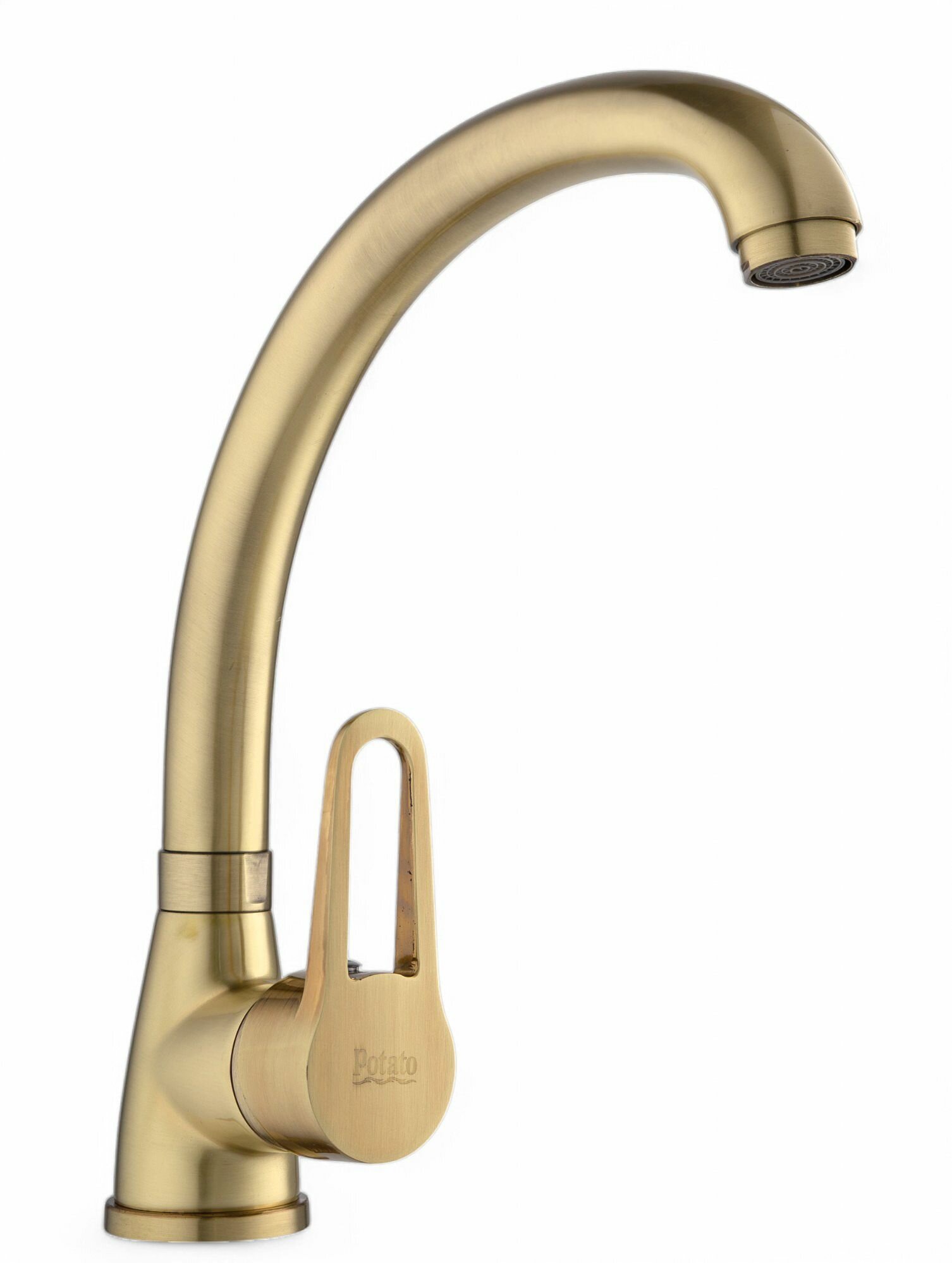 Смеситель для кухни с высоким изливом и ручкой с прорезью, бронзовый