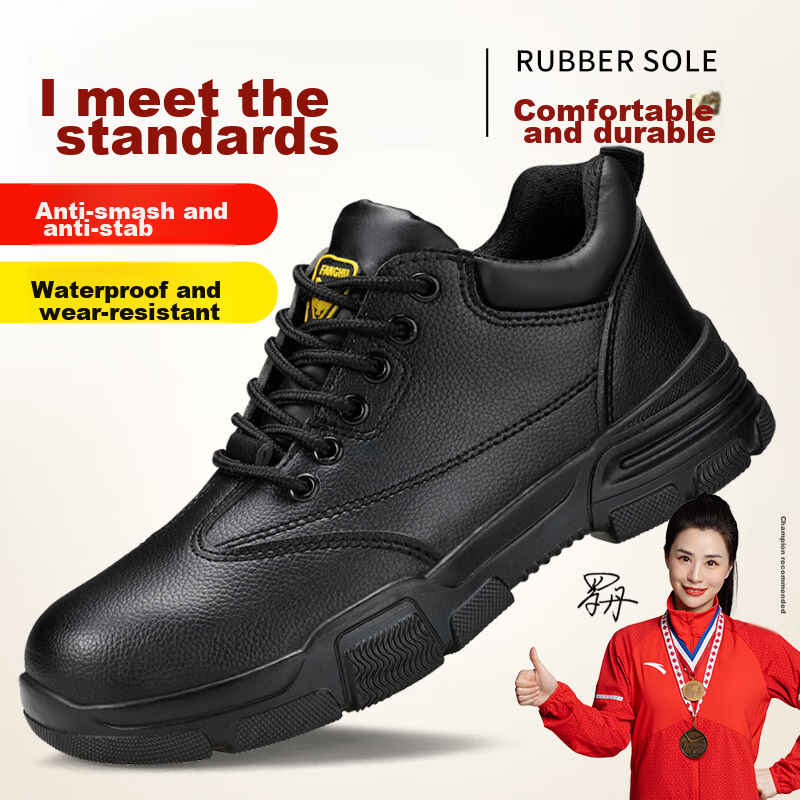 JUNBU Safety Shoes for Men, Winter Steel Toe Cap, Anti-Smashing, Anti-Puncture, Waterproof, Wear-Resistant, Lightweight, Safety Work Functional Shoes 2165N Size 42