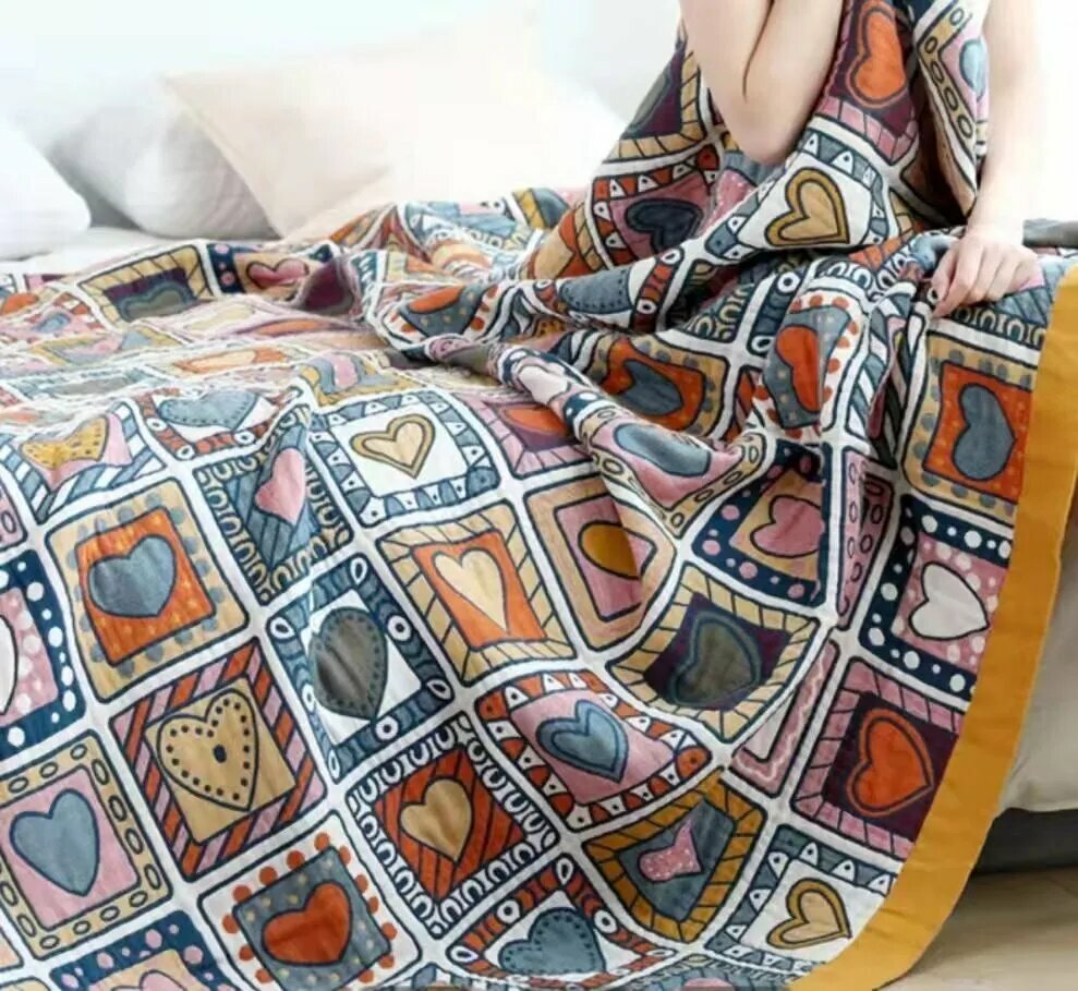 Плед двусторонний, пончо , Хлопок, 200 см х 150 см