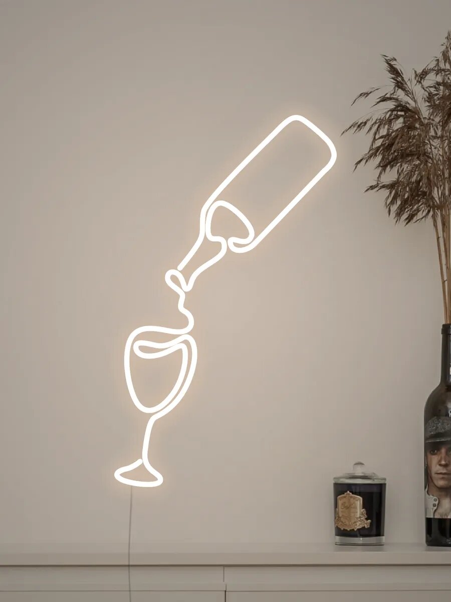"Бокал и вино" неоновая лампа, светильник