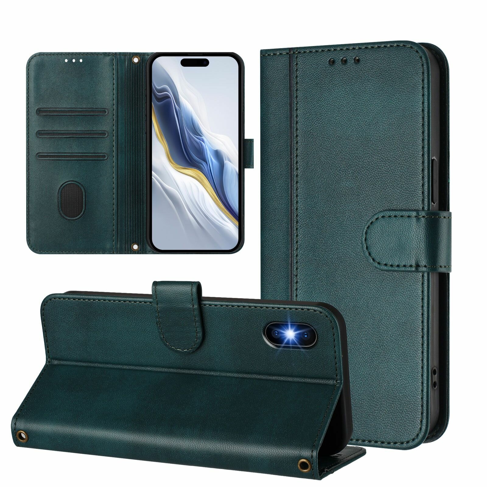 Модный кожаный чехол для Apple iPhone X / iPhone XS (Айфон Х / Айфон ХС), защитный чехол-кошелек для телефона, чехол-книжка с держателем для карт с магнитной застежкой.