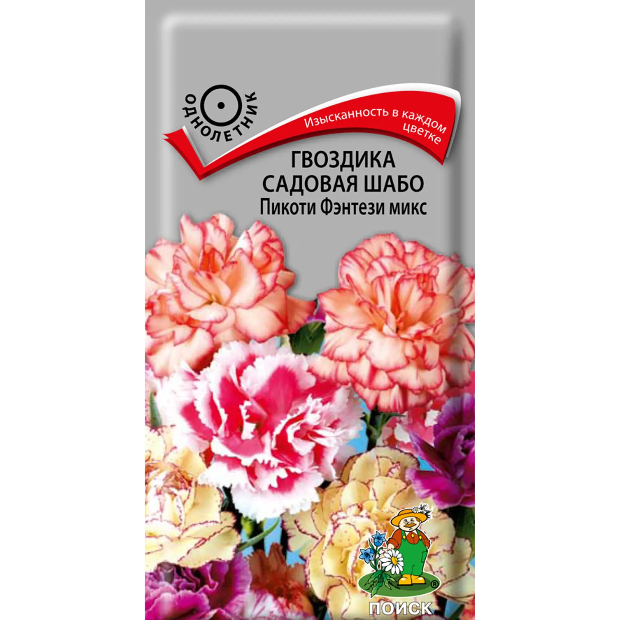 Семена цветов гвоздики Шабо Пикоти Фэнтези микс - яркие оттенки, смесь