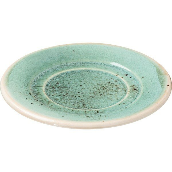 Блюдце «Эрбосо Реативо», фарфор, 98 мм, бирюзовый, бежевый (Борисовская Керамика)