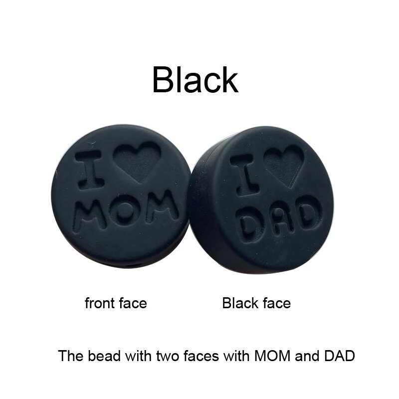 Силиконовые бусины "I Love Mom", 10 шт, Mrs.ChewedBeads Черный, черный