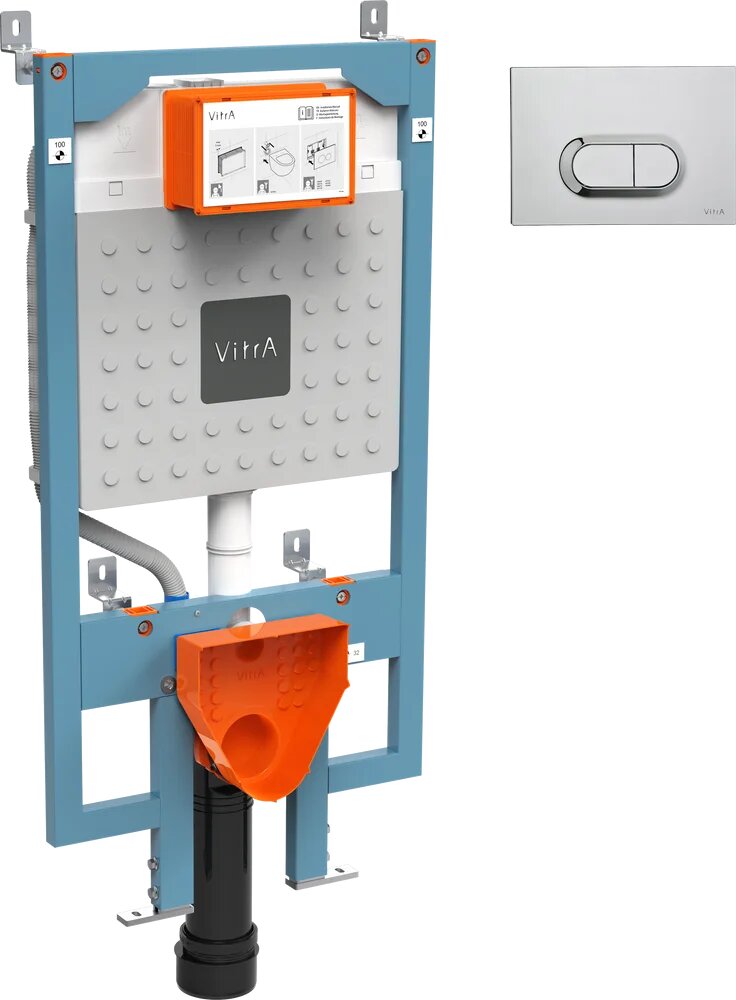 Комплект Инсталляция VitrA V8 768-5800-01 / Кнопка 740-0940 цвет сталь